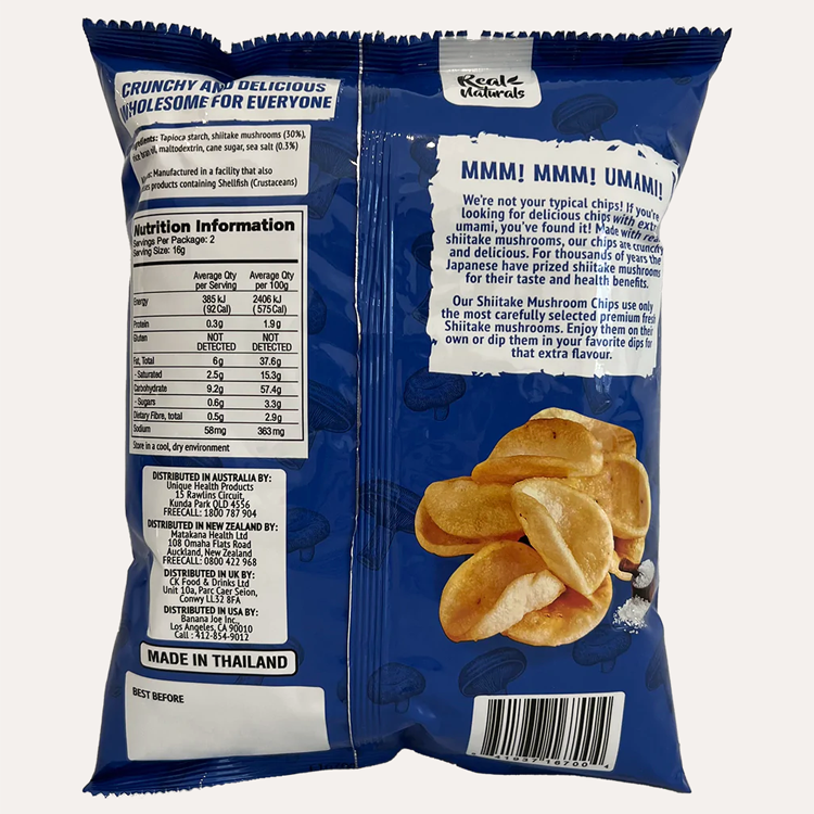 Real Naturals, Shiitake Mushroom Chips | Vegan | Healthy Snacks NZ