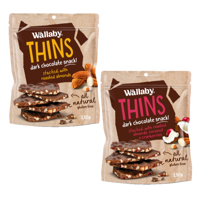 Wallaby, Almond Chocolate Thins (GF), 130g | Healthy Snacks NZ